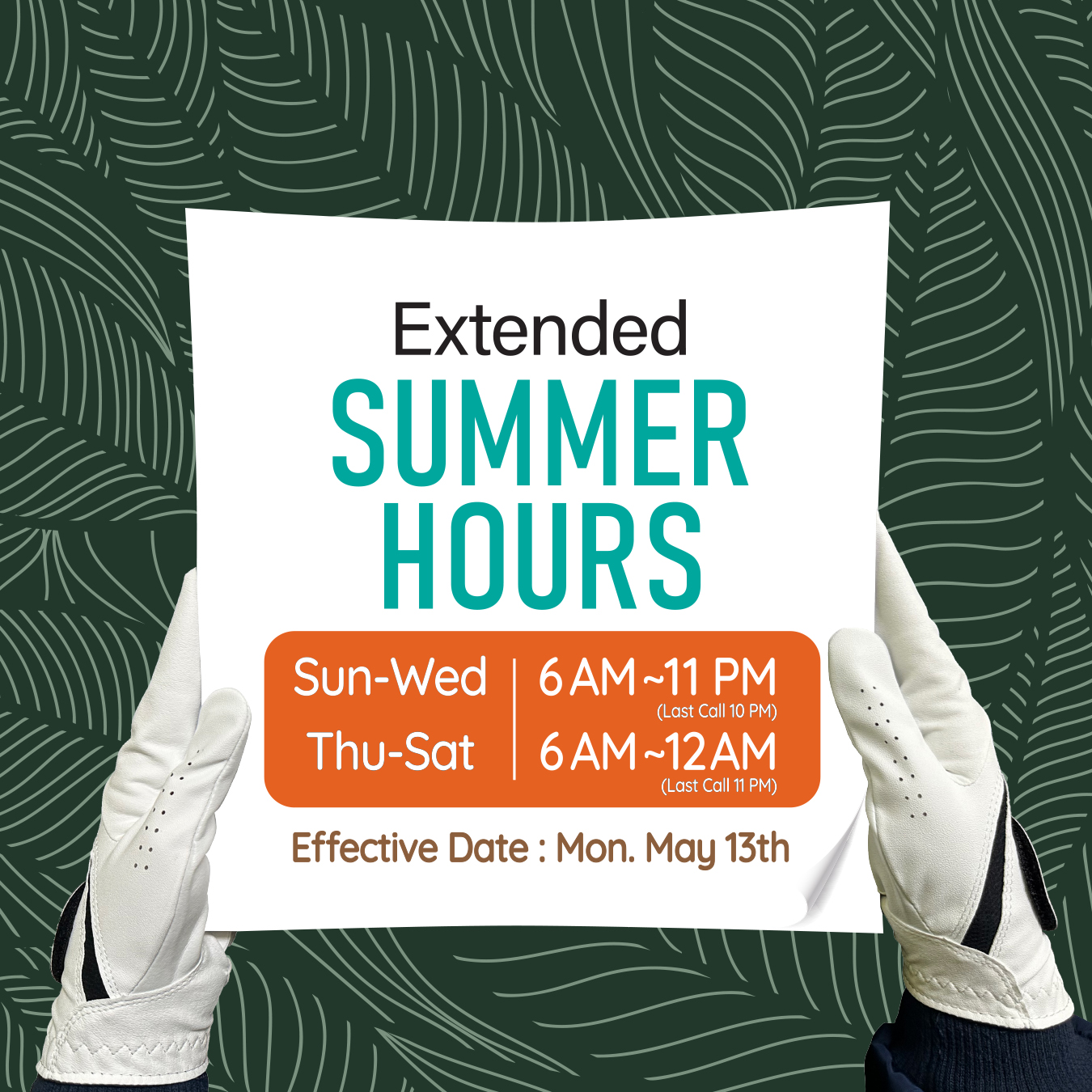 Extended Summer Hours - Spring Rock Golf Center